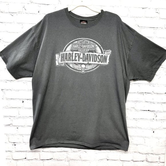 Harley-Davidson | Shirts | Harley Davidson Gray Wytheville Virginia Skull Wings Black Bear T ...